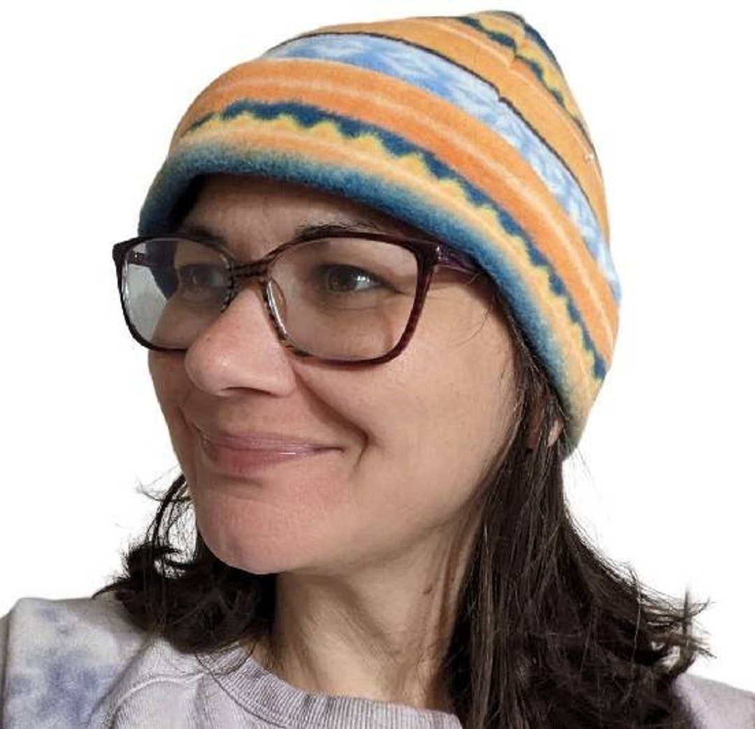 Colorful Fleece 4 Triangles Hat in Blue and Gold Women's - Etsy