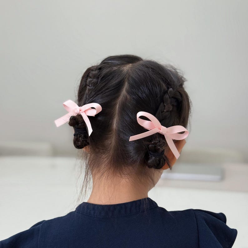 Matte Satin Ribbon Bow Hair Clip Set: Handmade Alligator Clips - Etsy