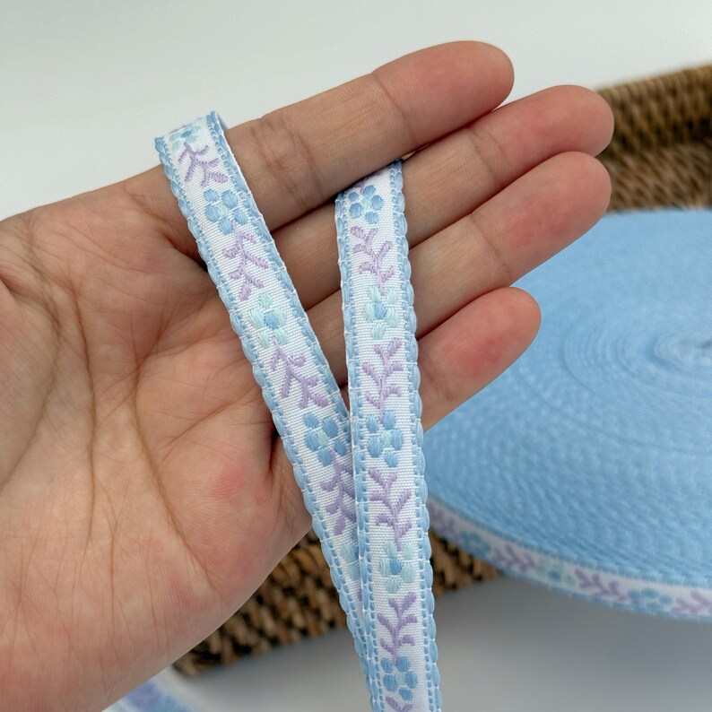 Floral Embroidered Jacquard Ribbon Trim: Vintage Style, 0.4