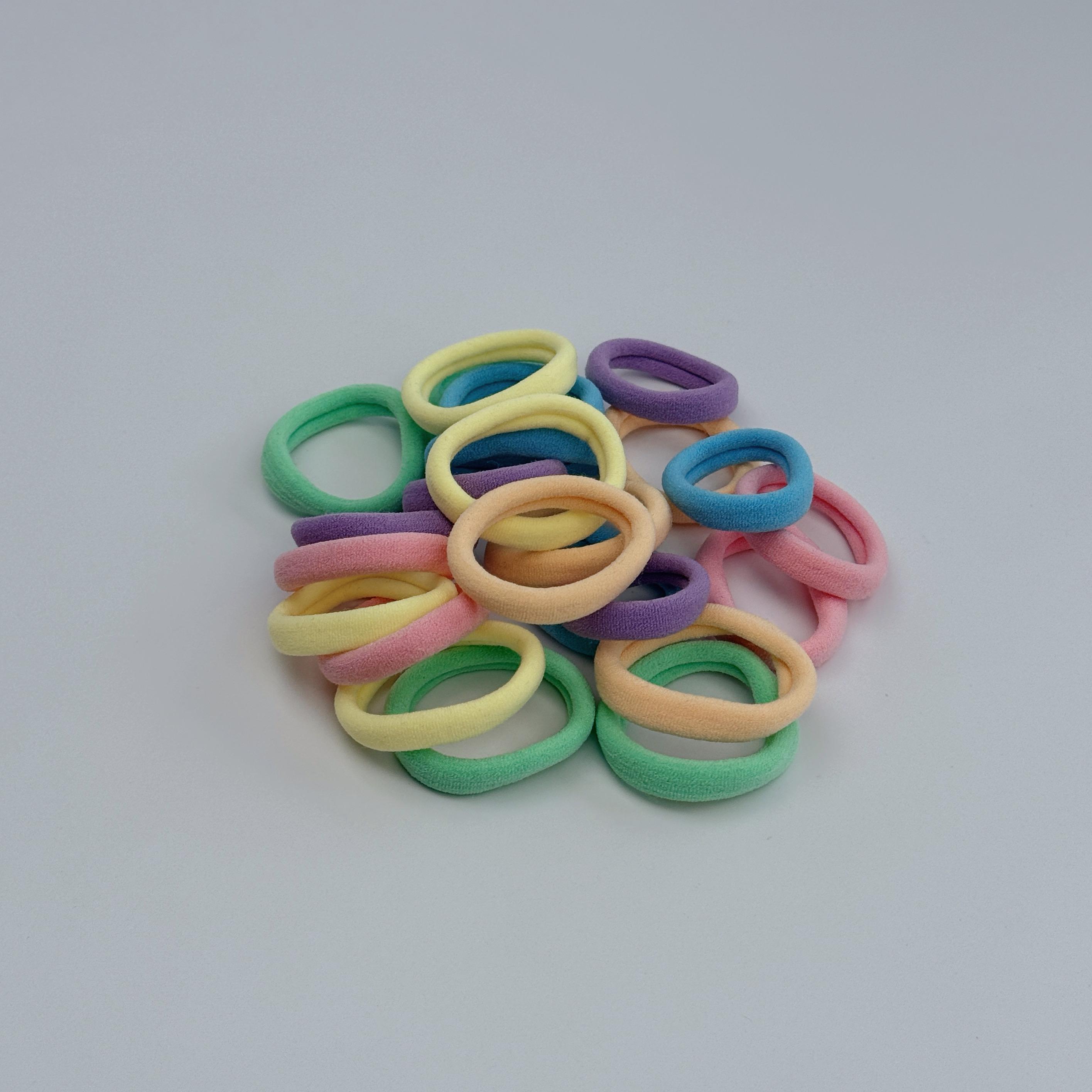 Pastel Color Elastic Hair Ties for Girls, Nylon Hair Elastics Hair ...