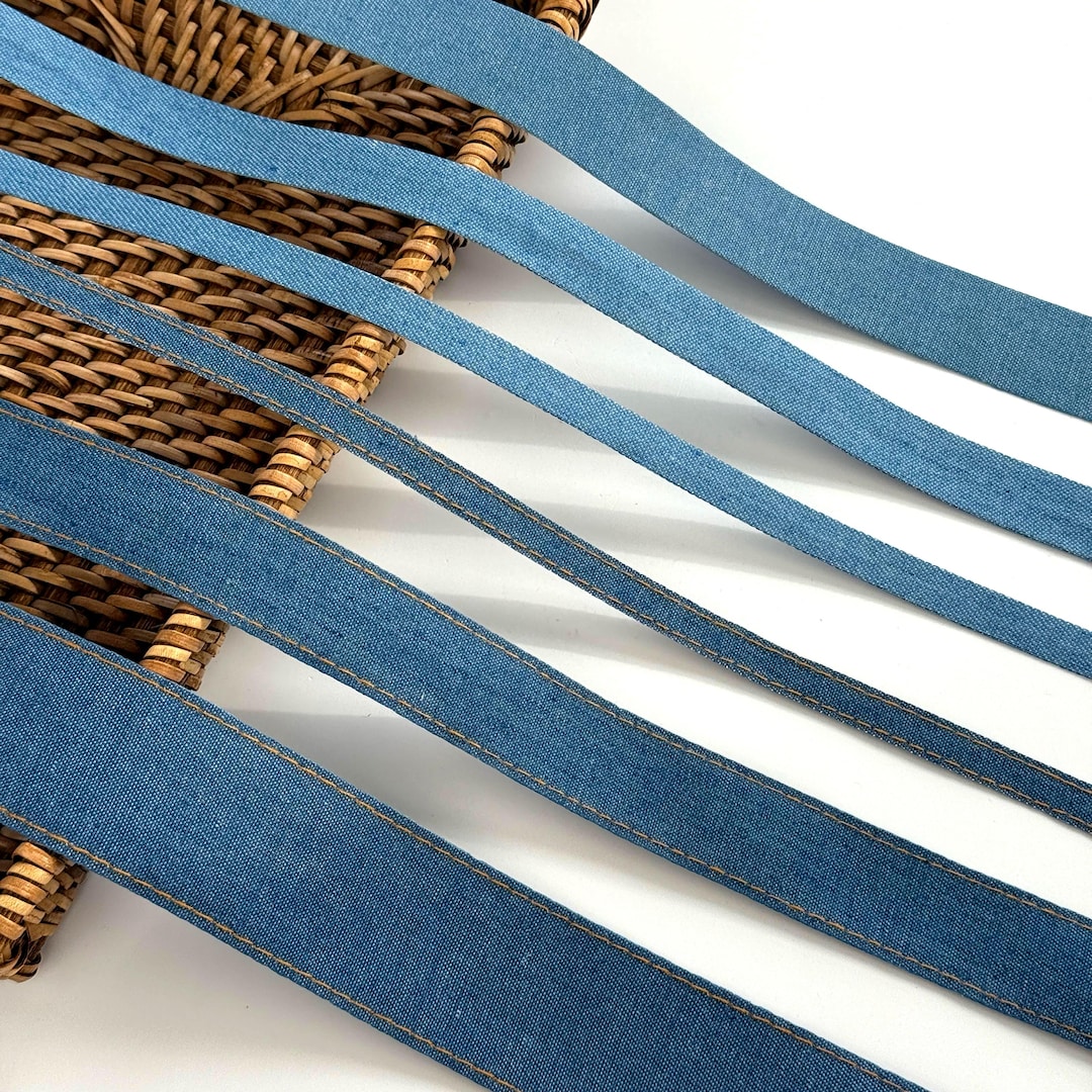 Solid & Stitched Denim Trim – Multiple Widths | Blue Ribbon for Hair ...