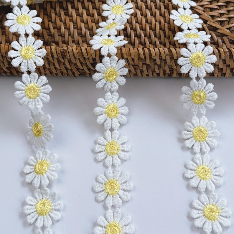 Daisy Trim, Daisy Lace Trim, Embroidered Lace Trim Daisy Flower Lace ...