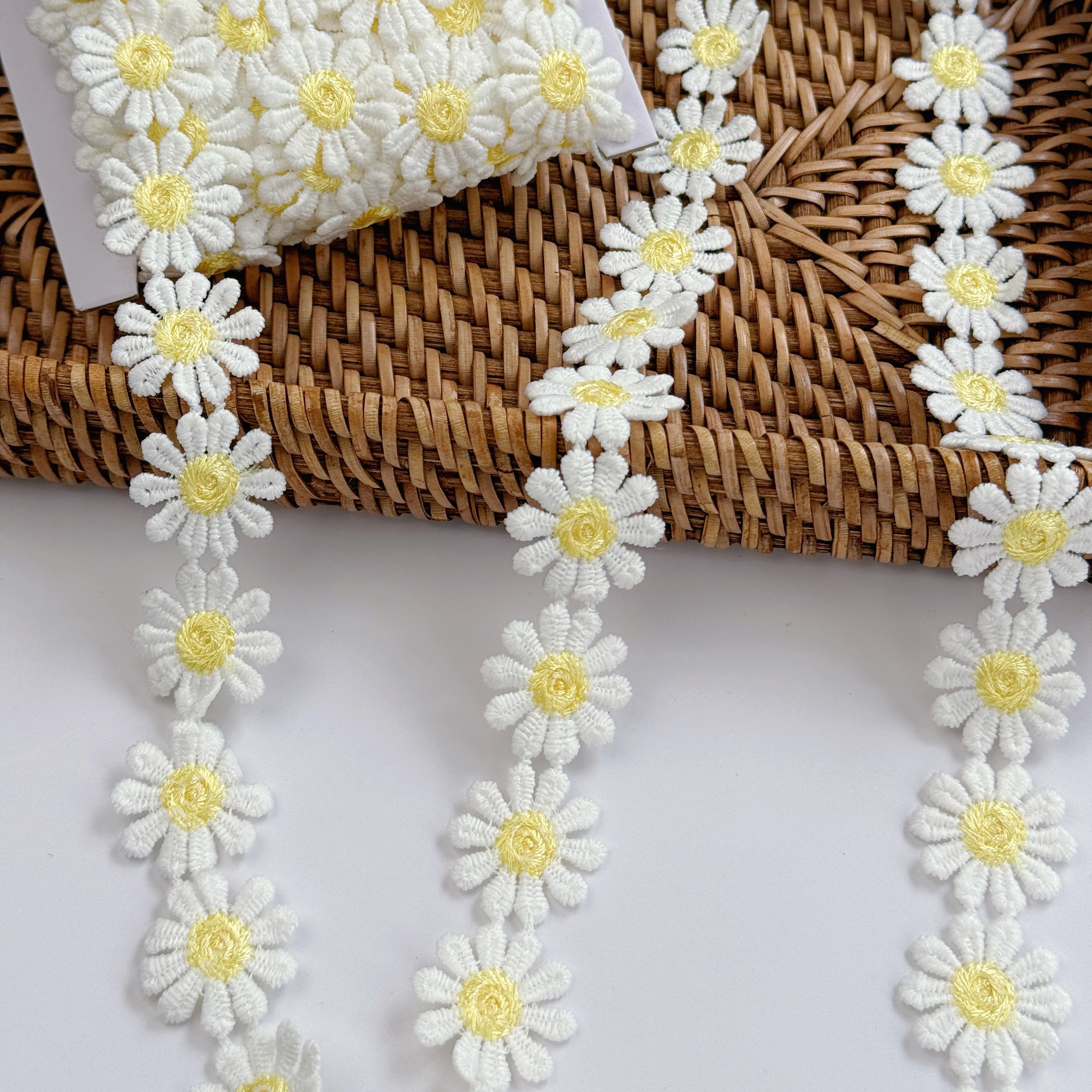 Daisy Trim, Daisy Lace Trim, Embroidered Lace Trim Daisy Flower Lace ...