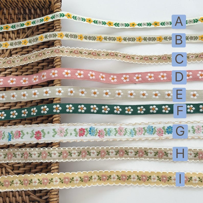 Floral Embroidered Jacquard Ribbon Trim: Vintage Boho Sewing & Crafts ...