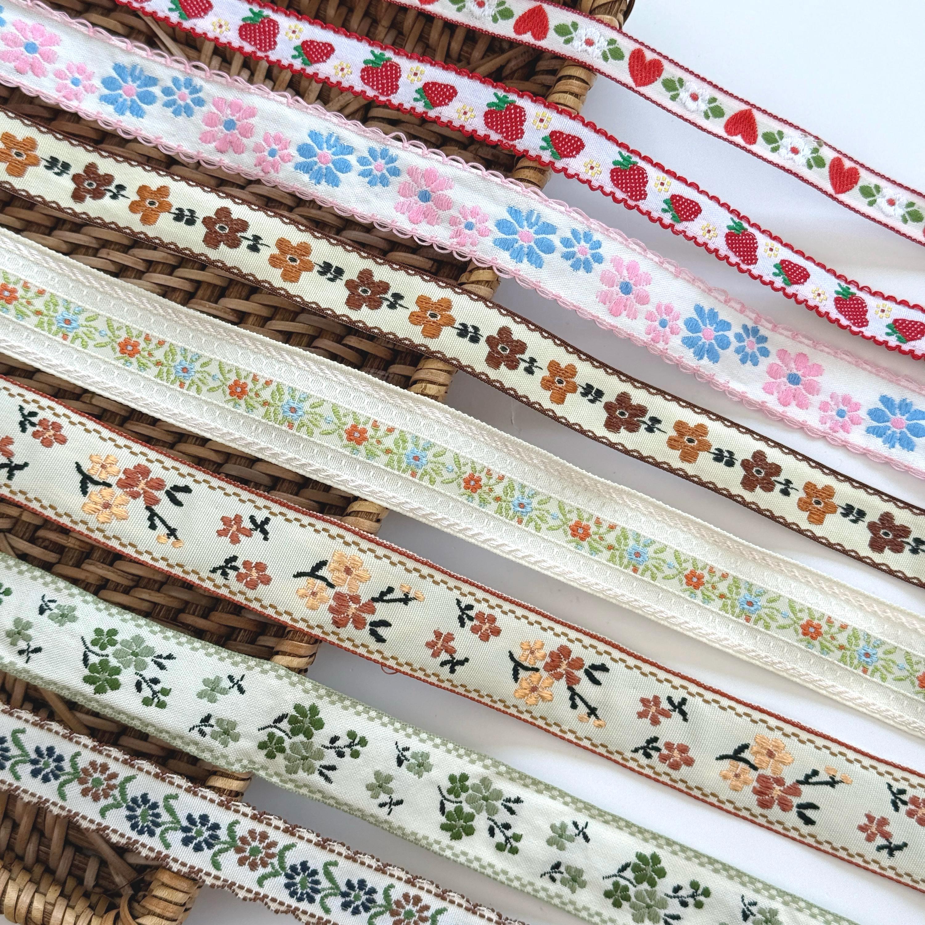 Embroidered Floral Ribbon Trim: Vintage Jacquard Sewing and Crafts - Etsy