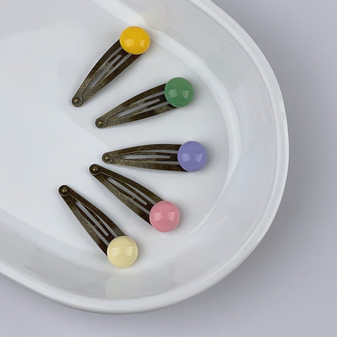 Vintage Snap Clips, Candy Colored Ball Clips Hairpins, Clips for Kids ...
