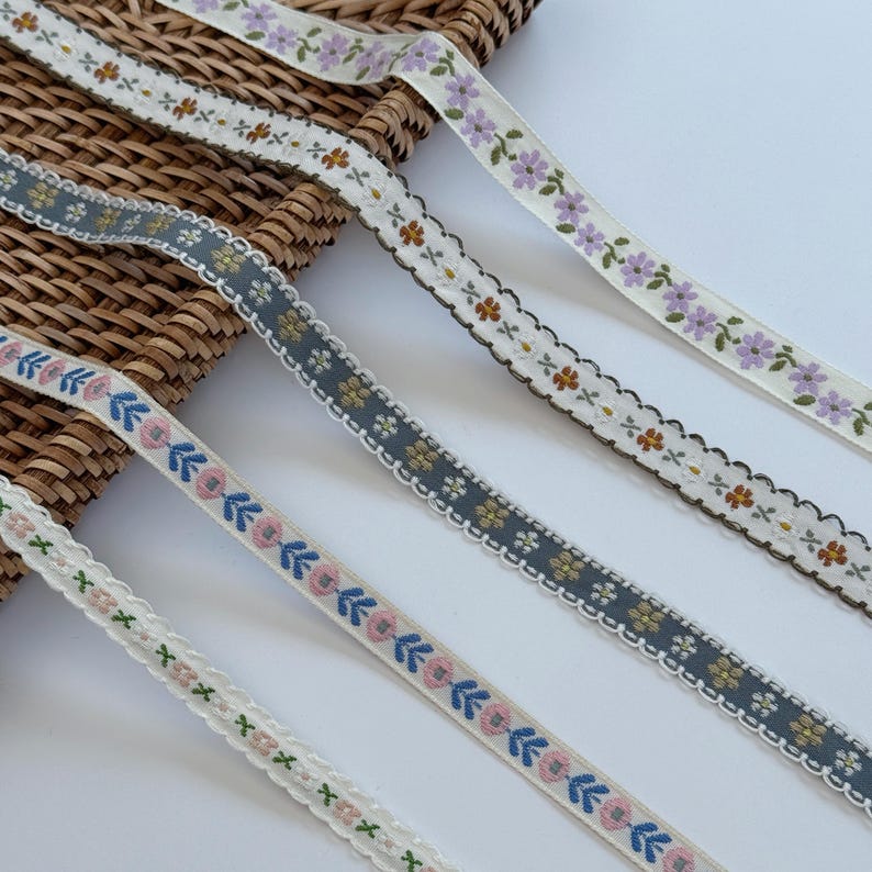 Floral Embroidered Jacquard Ribbon Trim: Vintage Boho Sewing & Craft - Etsy