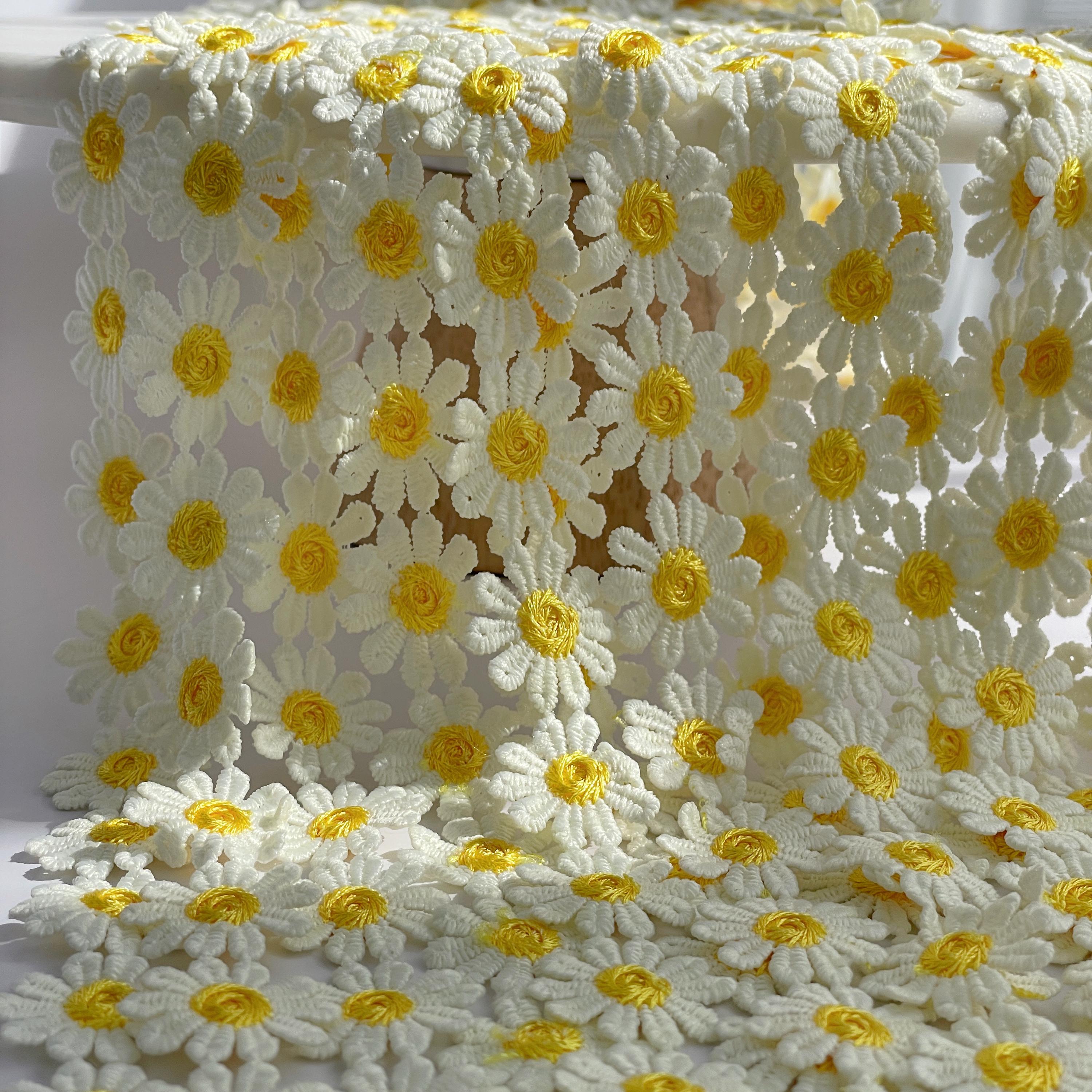 Daisy Trim, Daisy Lace Trim, Embroidered Lace Trim Daisy Flower Lace ...