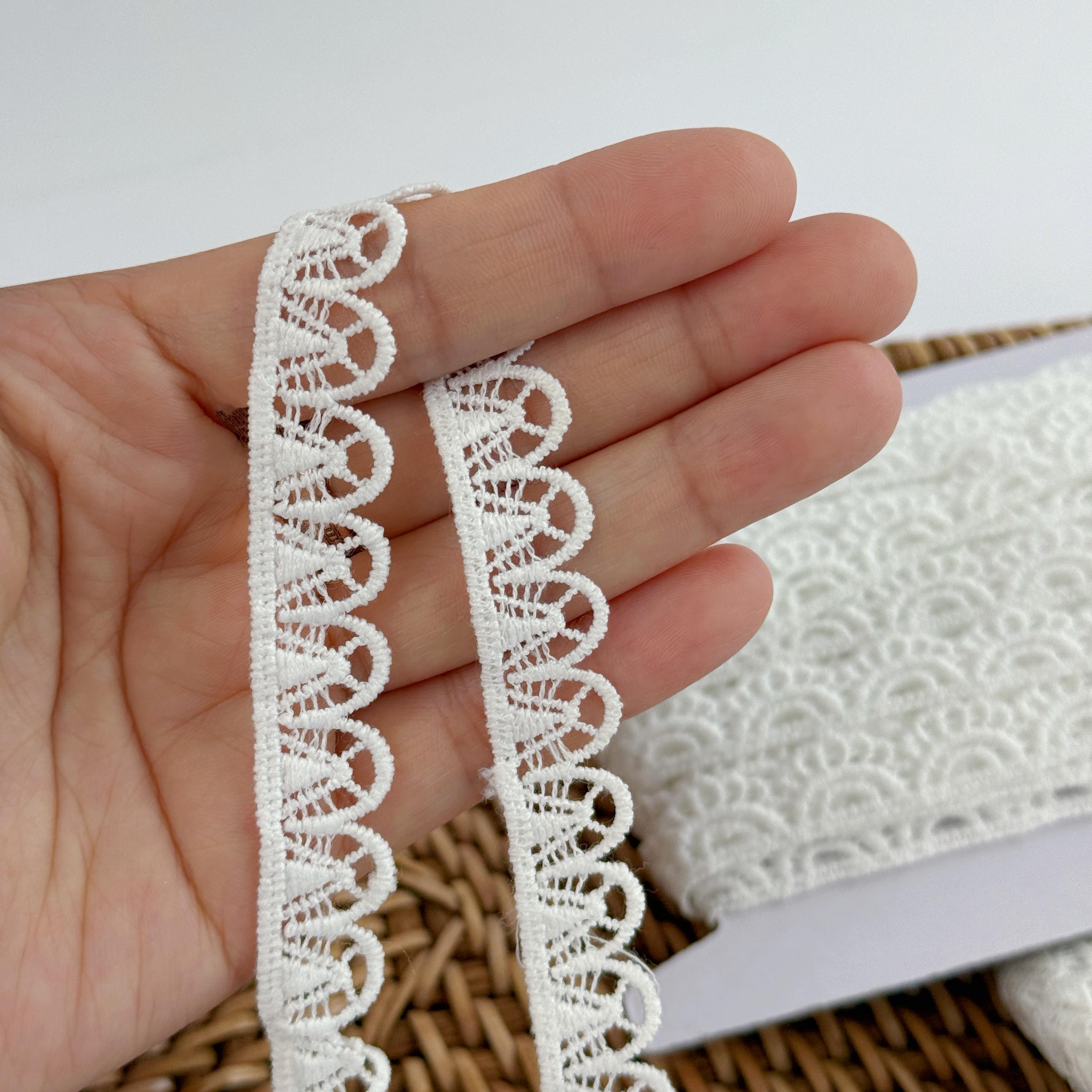 White Scalloped Eyelet Lace Trim, Cotton Embroidered Ribbon by Yard - Etsy