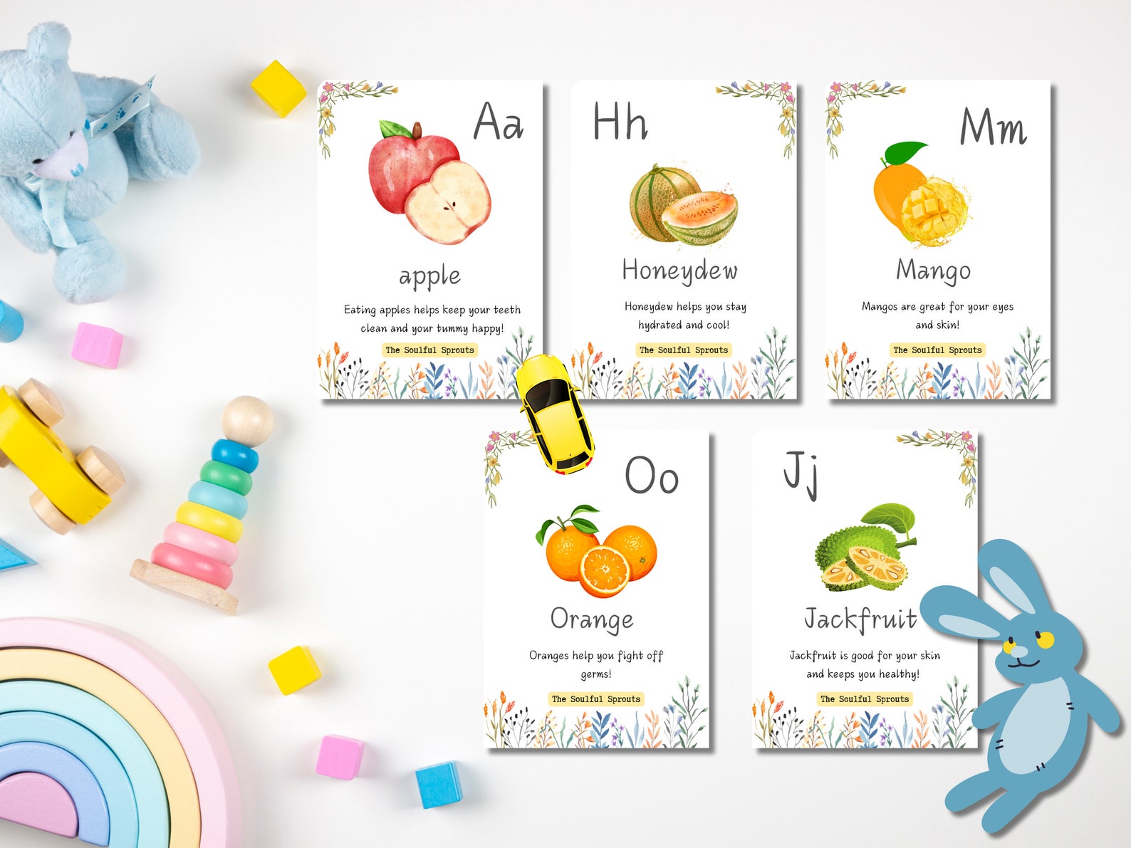 Educational Alphabet Fruit Cards for Kids: A-Z Learning Adventure With ...