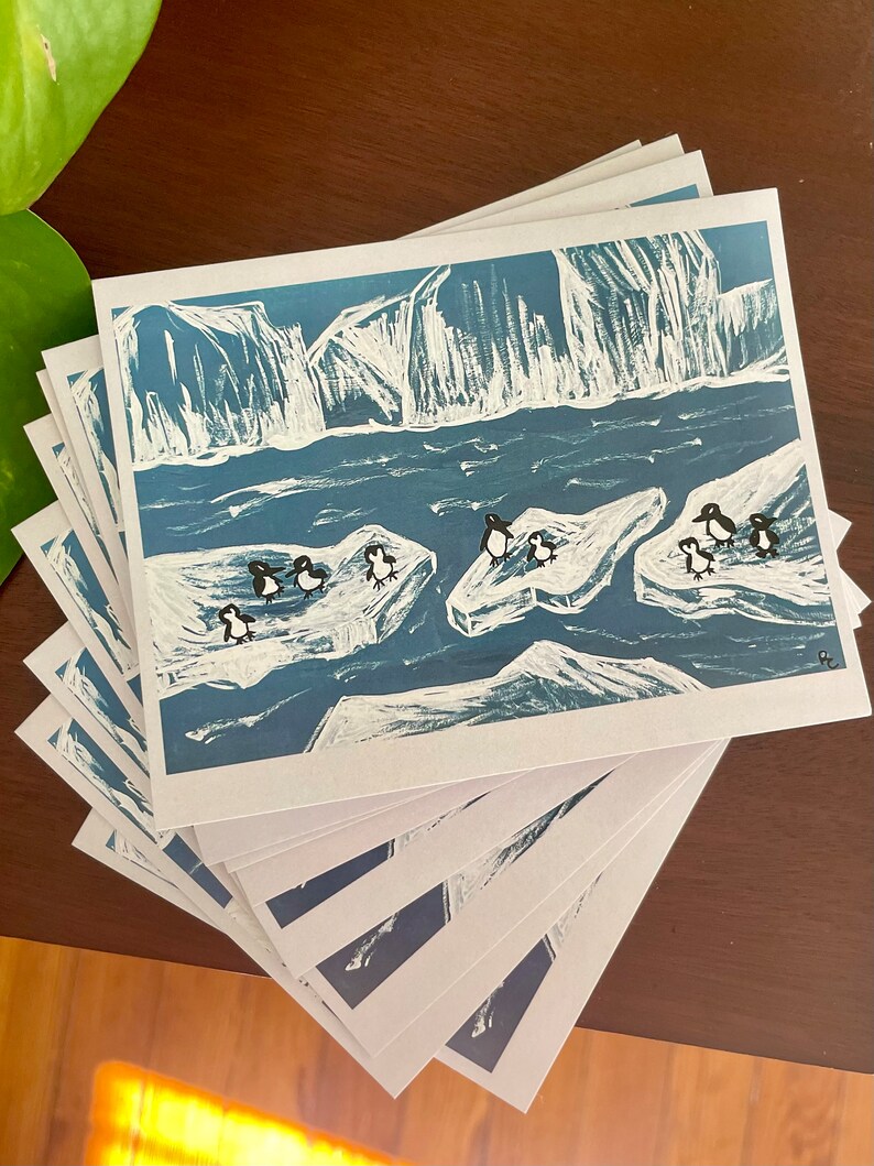 SET of Penguin Greeting Cards (8, 16, and 24 Pcs) | Arctic Painting ...