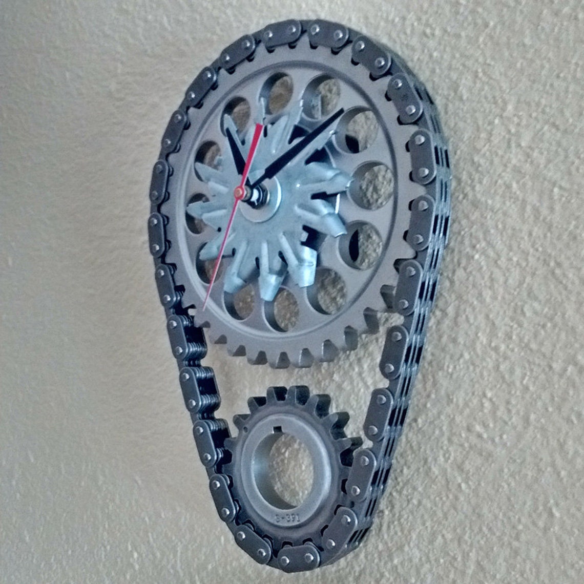 Chevy Auto Engine Timing Gears Chain and Alternator Fan Wall Clock Car ...