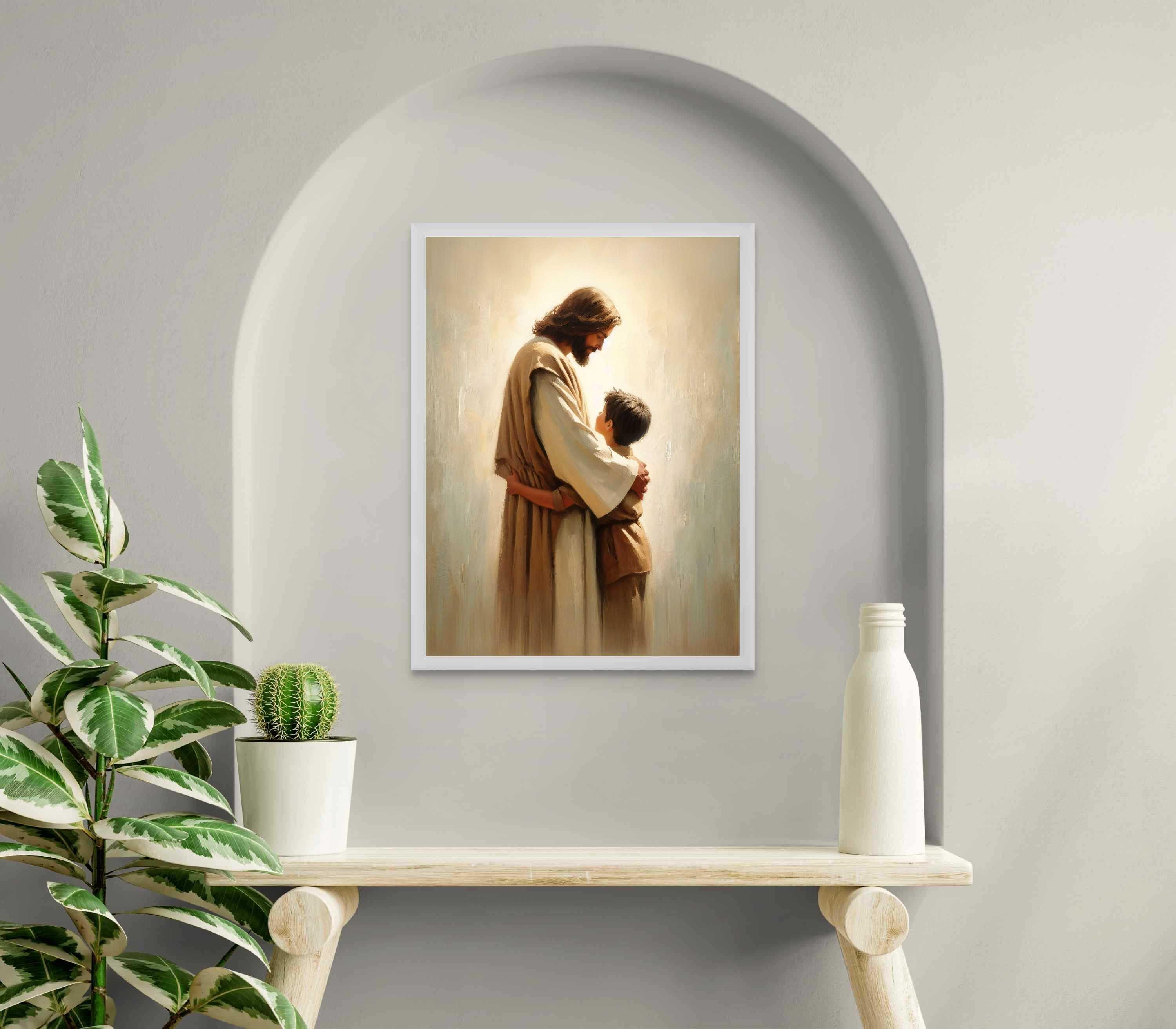 Savior's Love, Christian Art, Jesus Hugging Boy, Jesus Wall Art, LDS ...