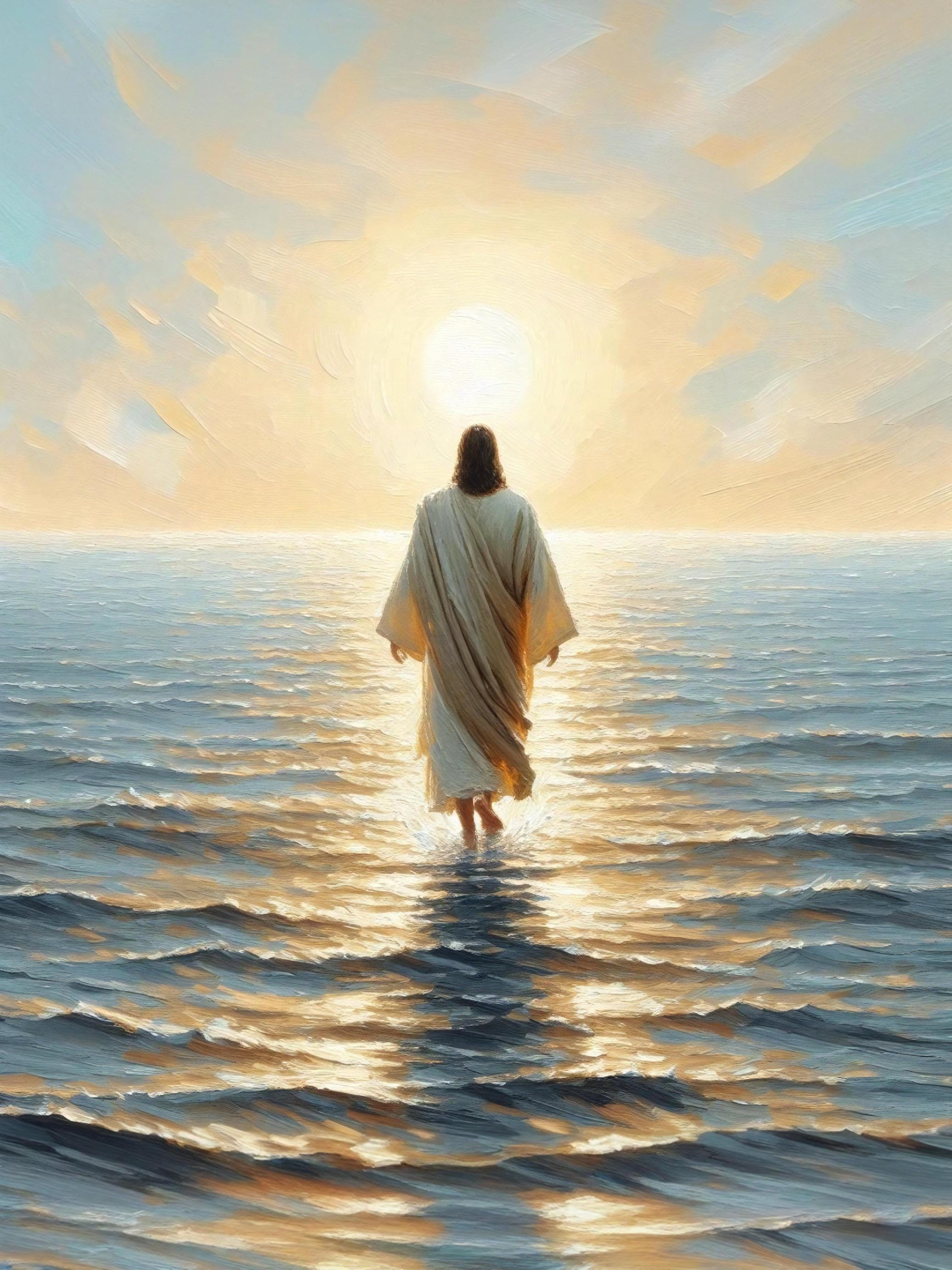 Jesus Walking On Water Art Christian Painting Jesus Prints Jesus