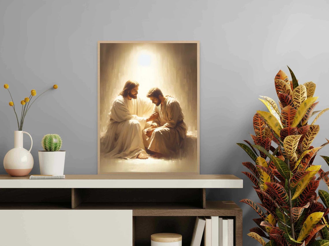 He Will Guide You, Christian Painting, Jesus With Man Art, Jesus Prints ...