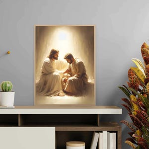 He Will Guide You, Christian Painting, Jesus With Man Art, Jesus Prints ...