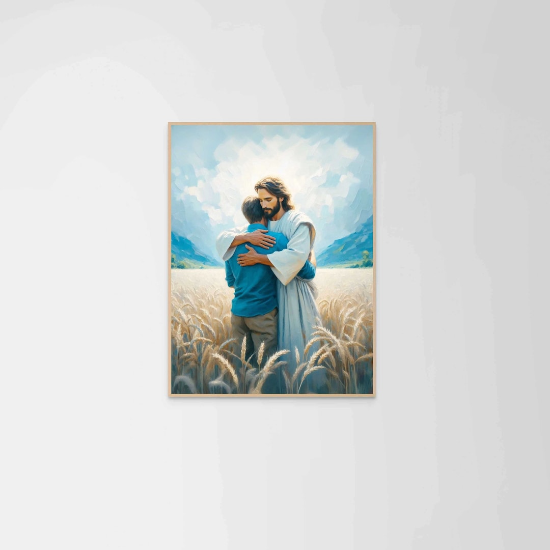 Sacred Faith, Christian Art, Jesus Hugging a Man, Jesus Wall Art, LDS ...