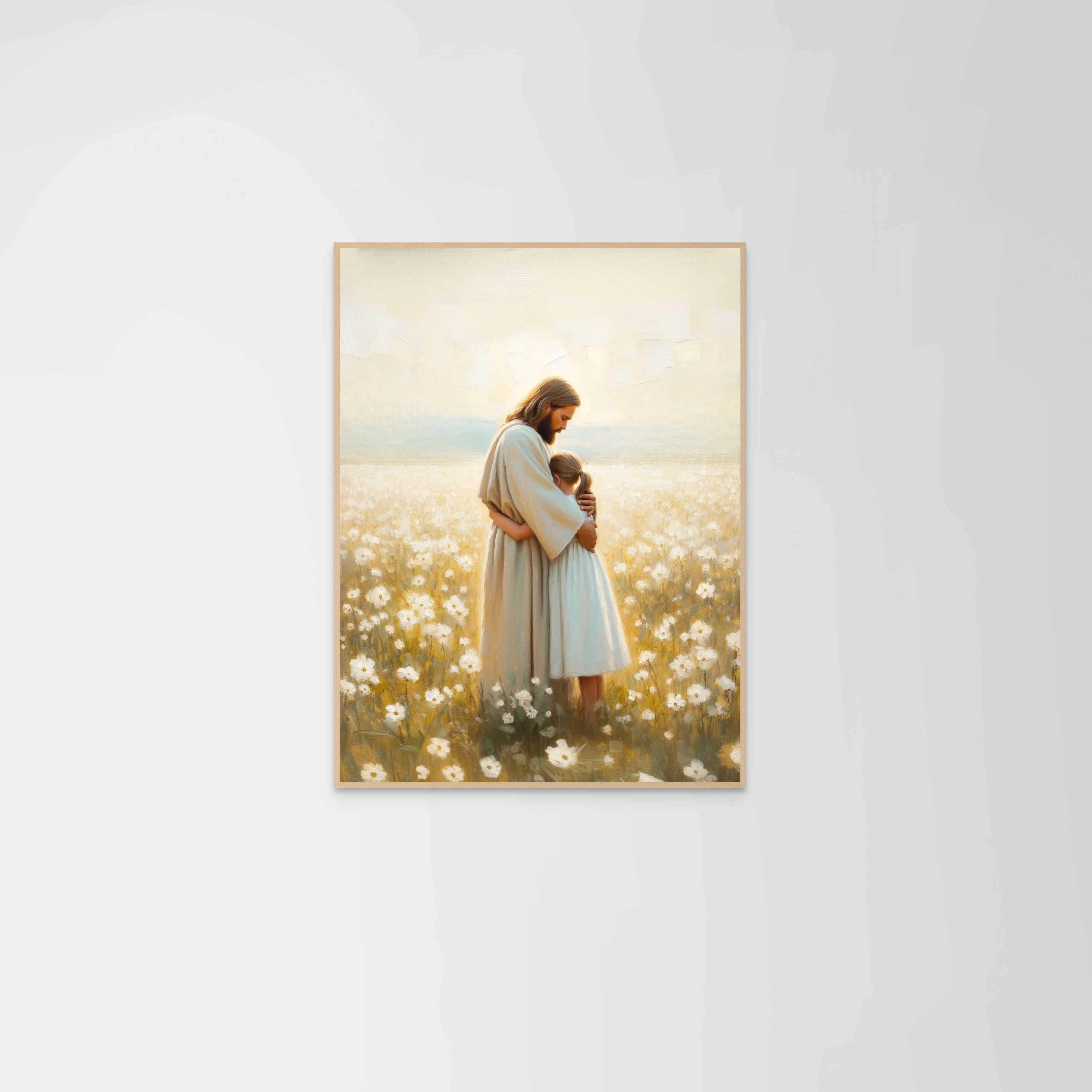 Sacred Bond, Christian Wall Art, Jesus Hugging Girl, Jesus Picture, LDS ...