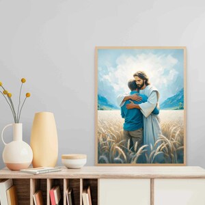 Sacred Faith, Christian Art, Jesus Hugging a Man, Jesus Wall Art, LDS ...