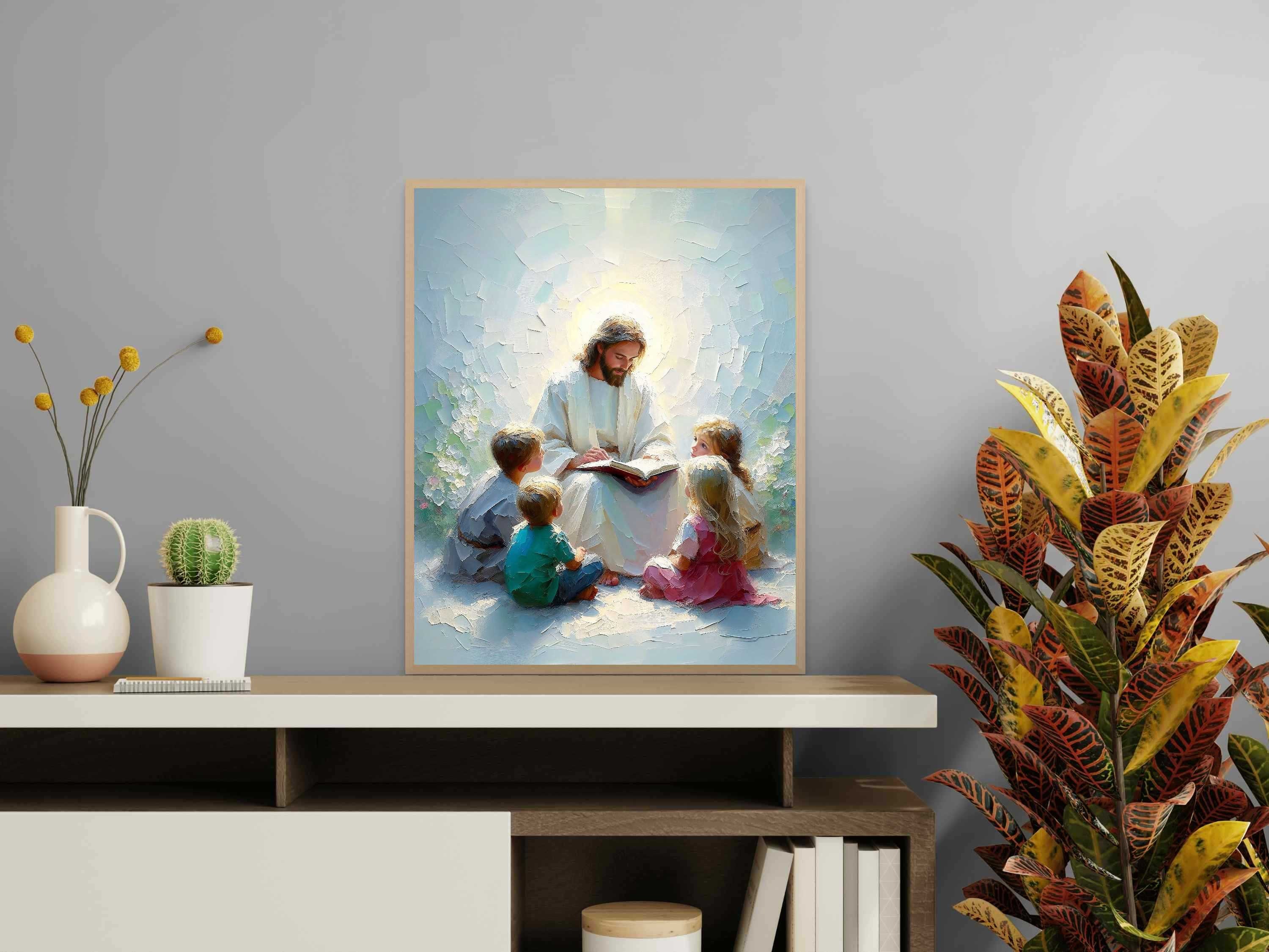 Jesus and Children Art, Christian Painting, Picture of Jesus With Kids ...