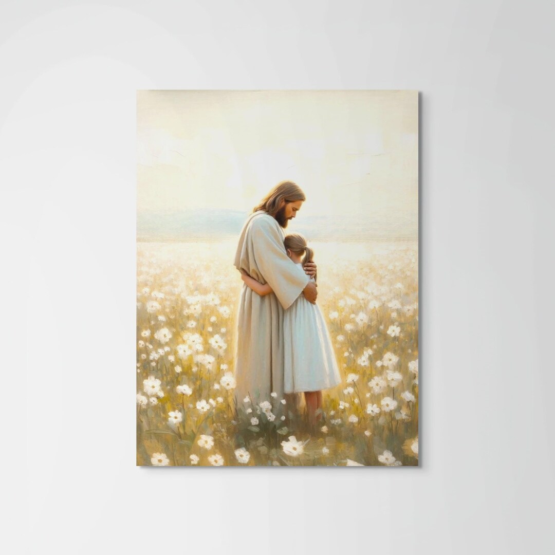 Sacred Bond, Christian Wall Art, Jesus Hugging Girl, Jesus Picture, LDS ...
