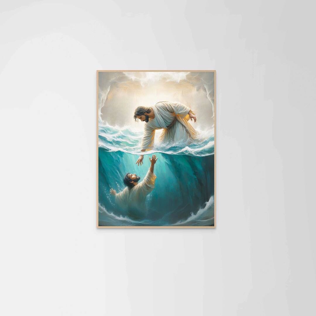 Jesus Saving Peter, Christian Wall Art, Jesus Christ Art, LDS Printable ...