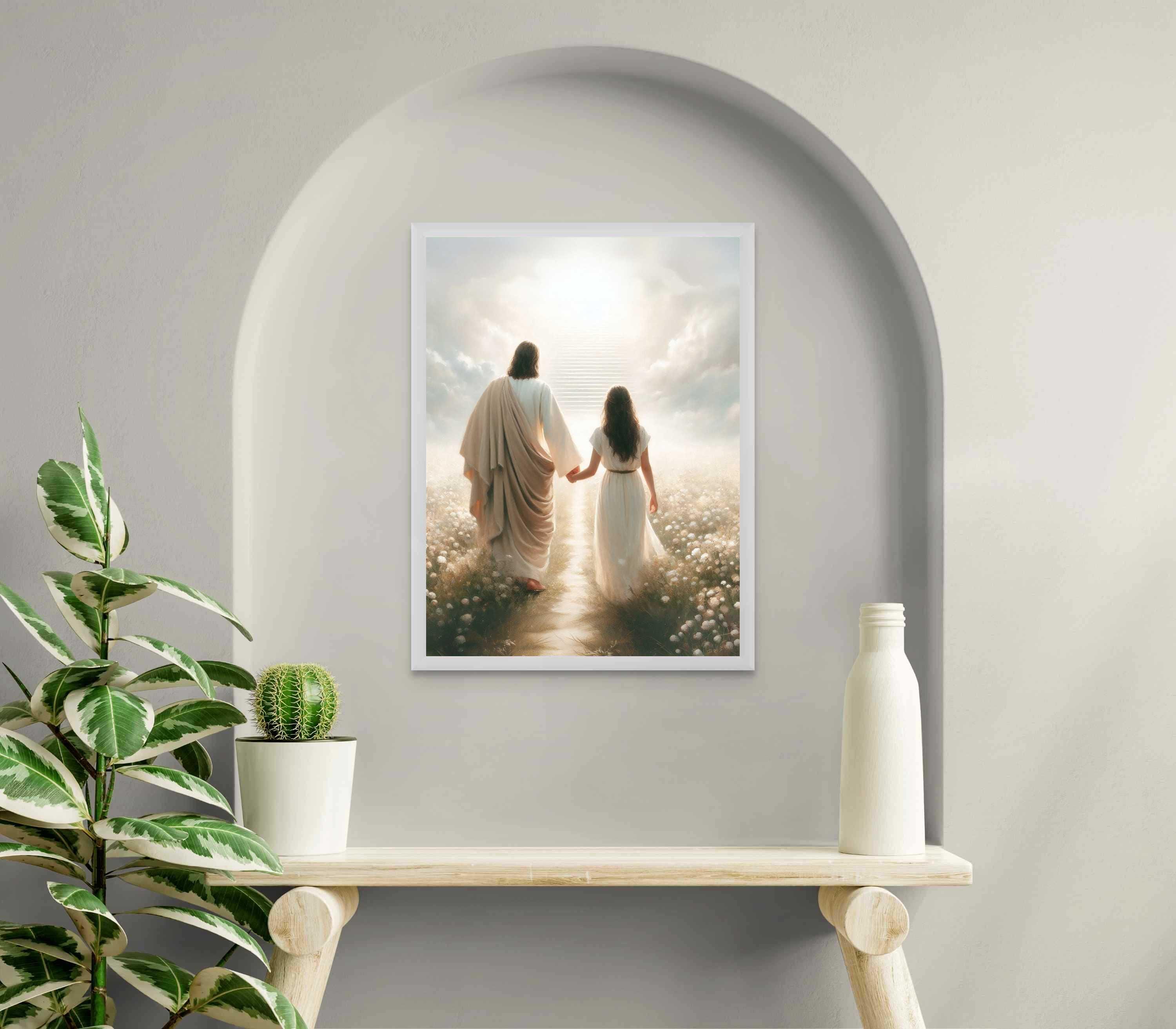 Walk With Him, Christian Painting, Jesus Walking With Girl, Jesus Wall ...