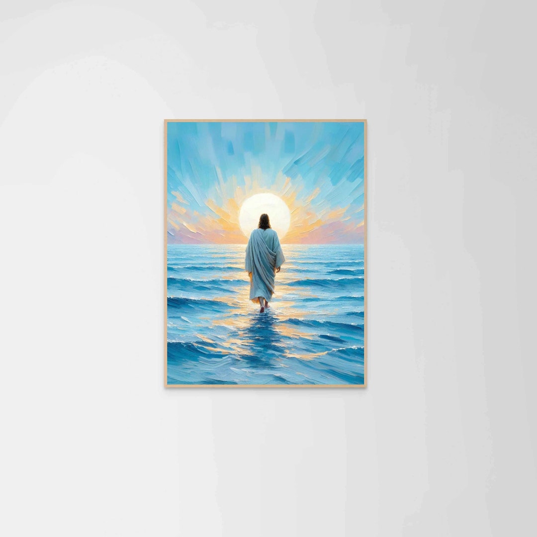 Jesus Walking on Water, Christian Art, Christ Walk on Water, Jesus ...