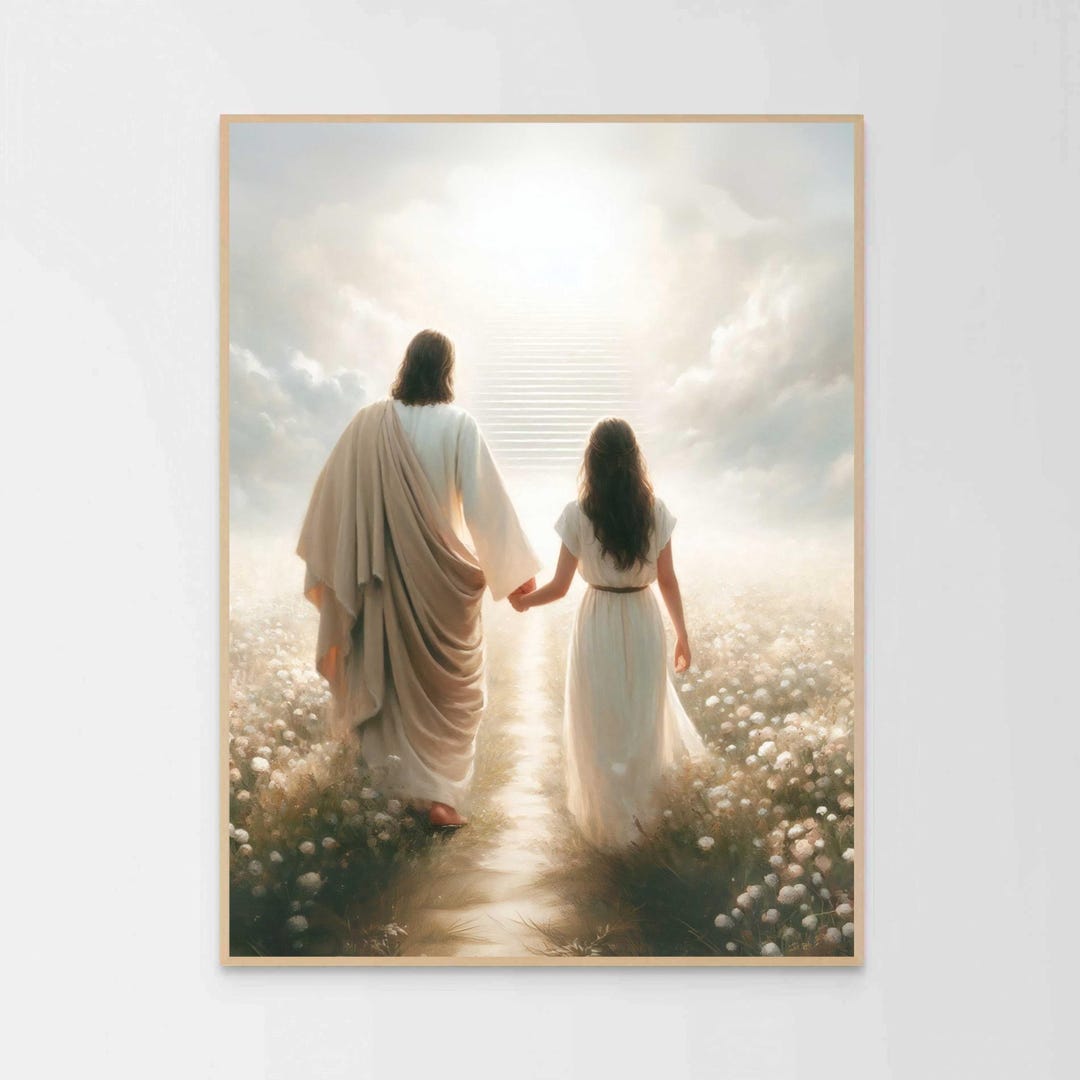 Walk With Him, Christian Painting, Jesus Walking With Girl, Jesus Wall Art, LDS Wall Art, Bible ...