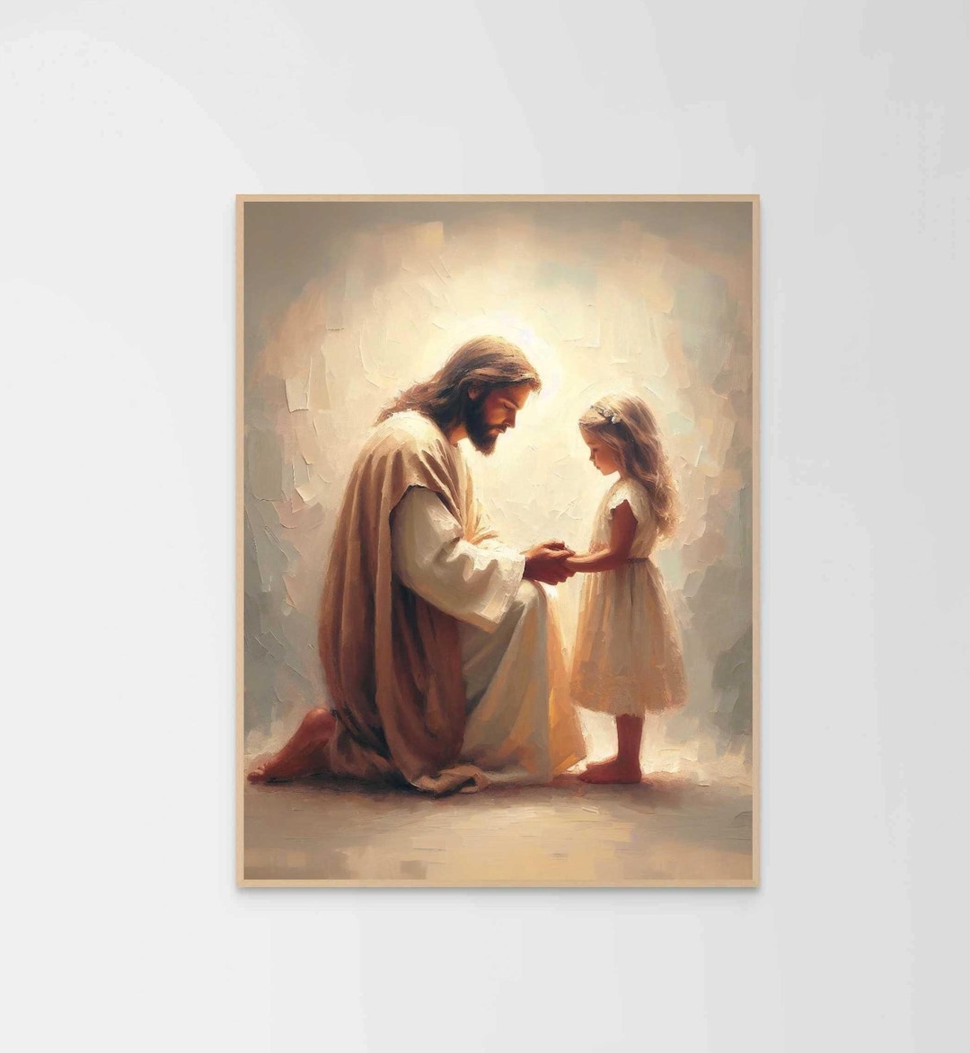 Savior's Love Art, Christian Wall Art, Jesus With Girl Art, Jesus ...