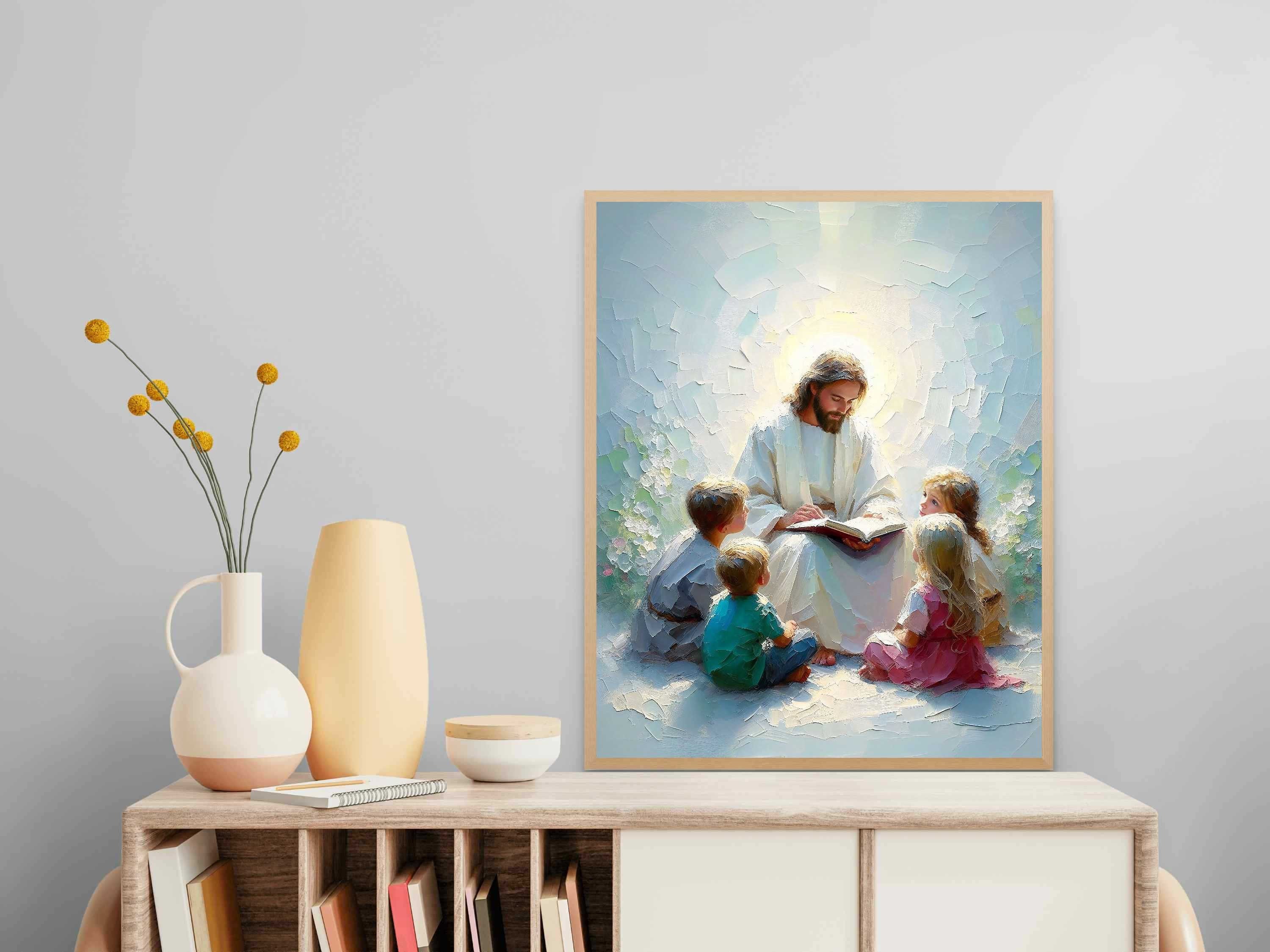 Jesus and Children Art, Christian Painting, Picture of Jesus With Kids ...