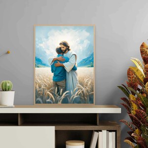 Sacred Faith, Christian Art, Jesus Hugging a Man, Jesus Wall Art, LDS ...