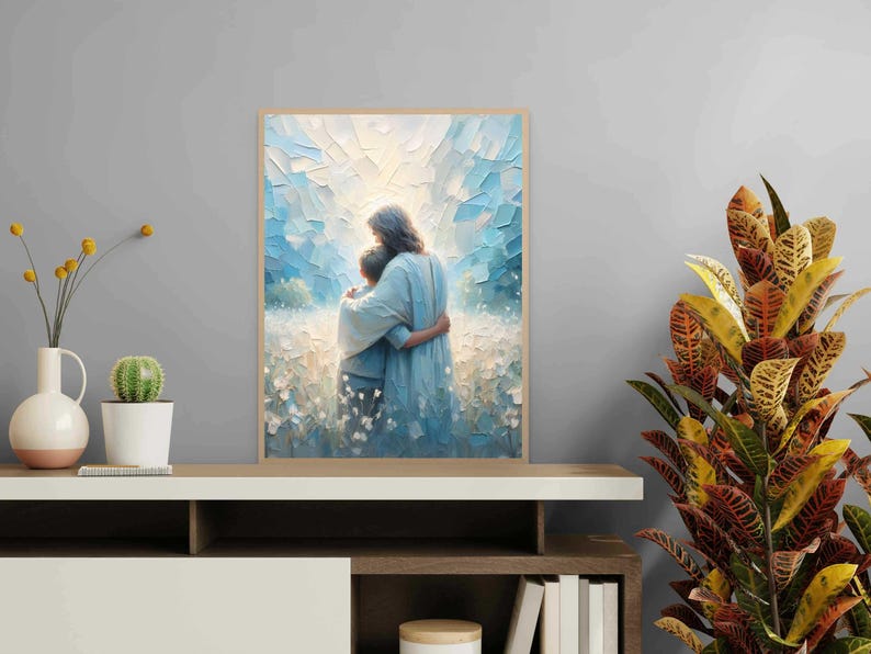 Bonded by Faith, Modern Christian Art, Jesus and Boy, Jesus Painting ...
