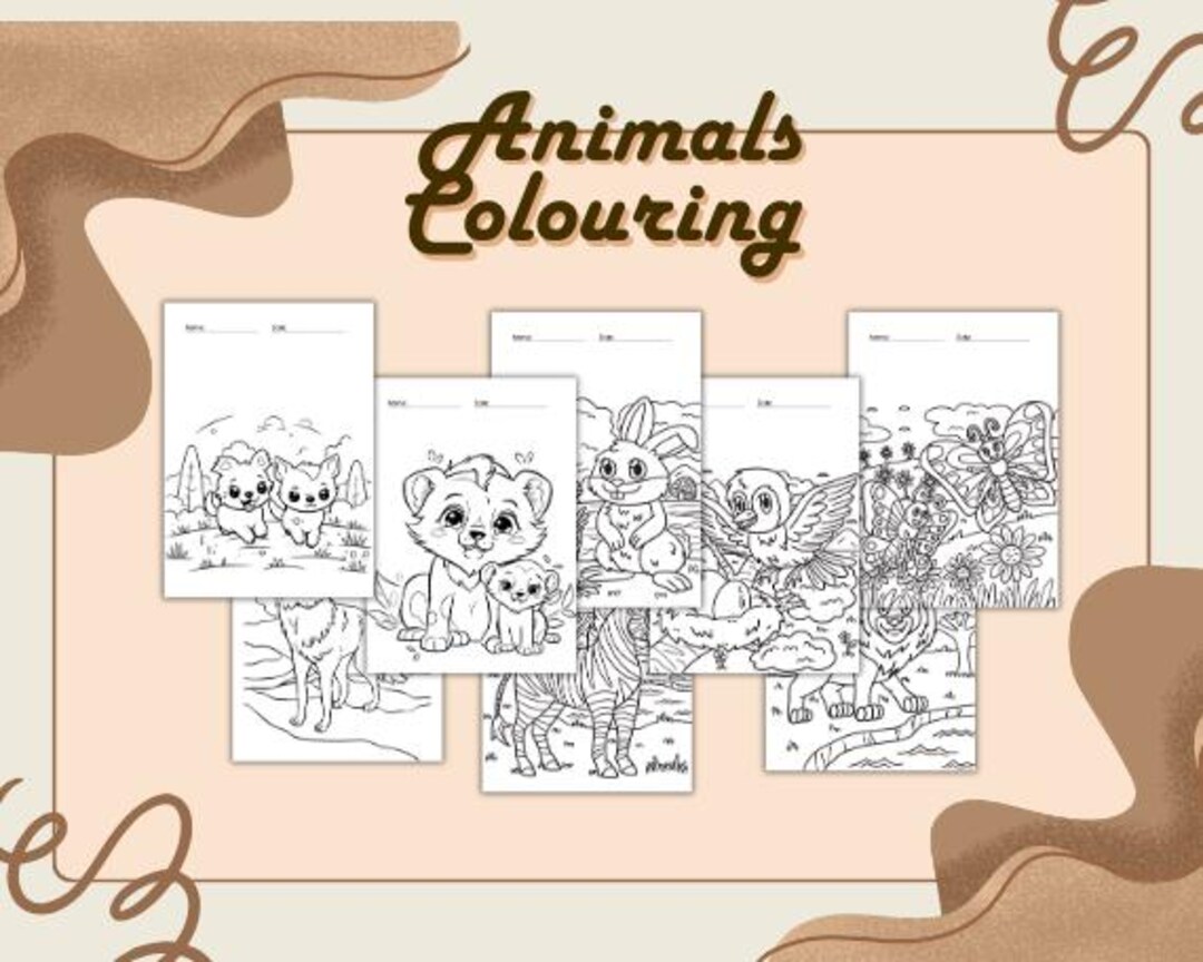 Animals Colouring Template Printable Animal Coloring Pages for Kids - Etsy