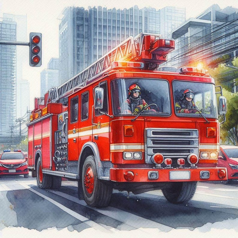 Digital Clip Art Fire Truck's - Etsy