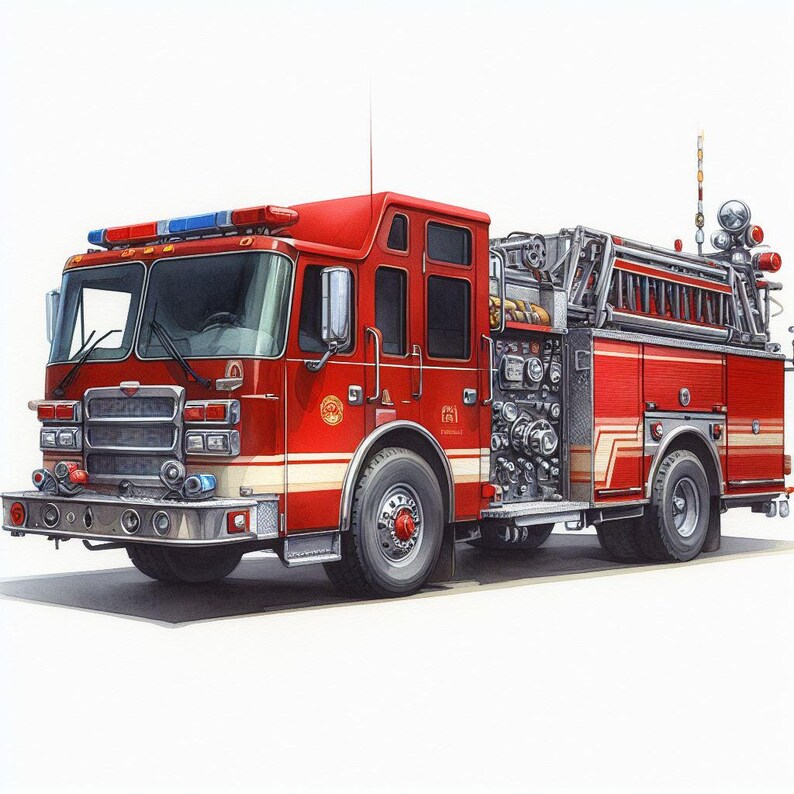 Digital Clip Art Fire Truck's - Etsy
