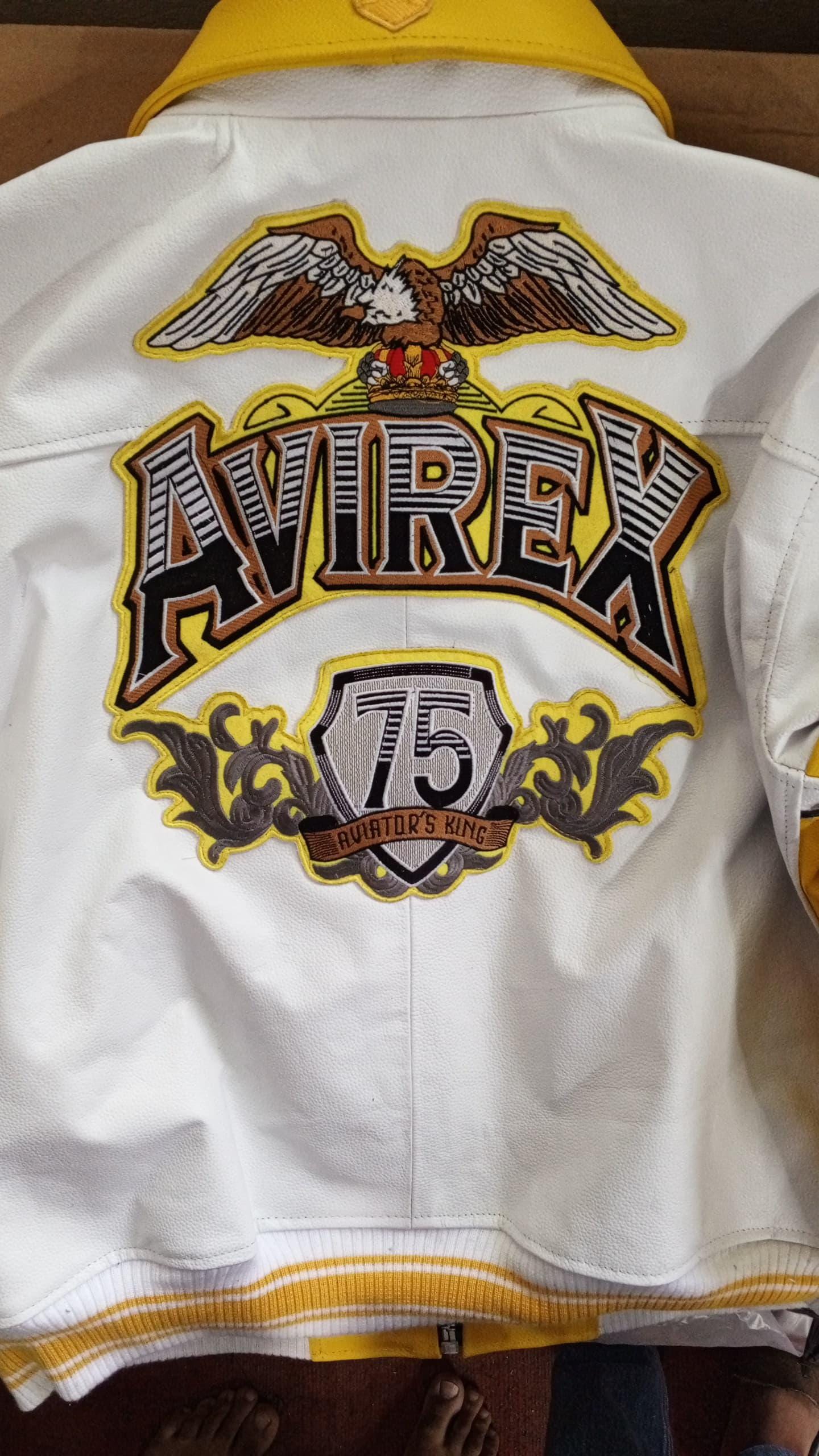 Avirex AVIATOR King 75 Bomber Jacket, Yellow Men's Cowhide Leather Jacket - Etsy