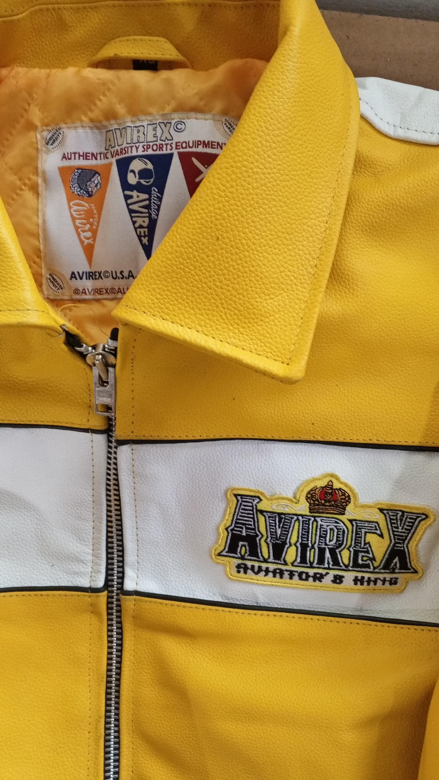 Avirex AVIATOR King 75 Bomber Jacket, Yellow Men's Cowhide Leather Jacket - Etsy