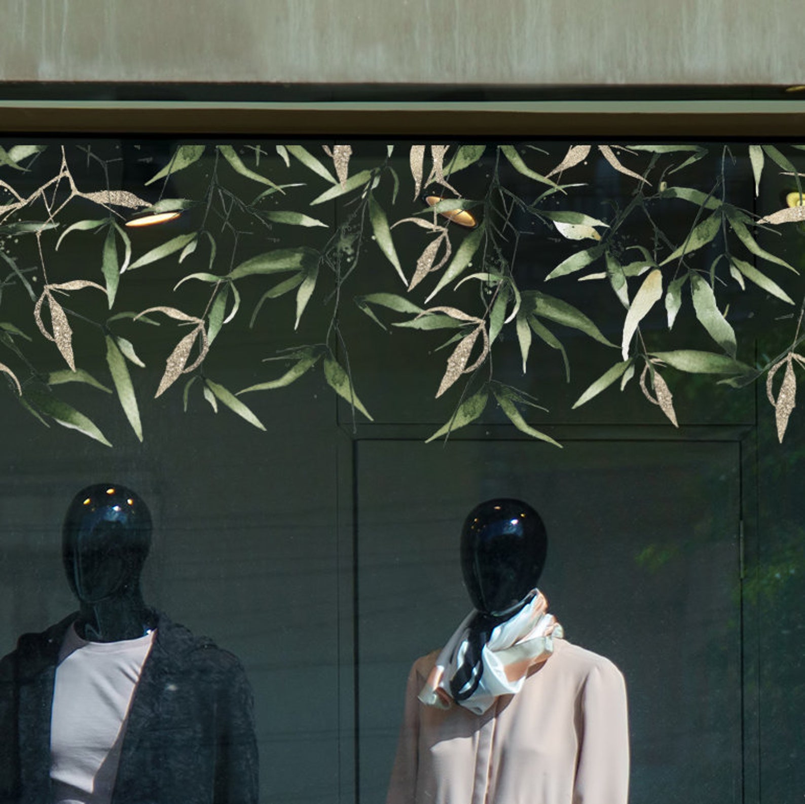 Shop Window Decal for Business Storefront - Tropical Botanical Green ...