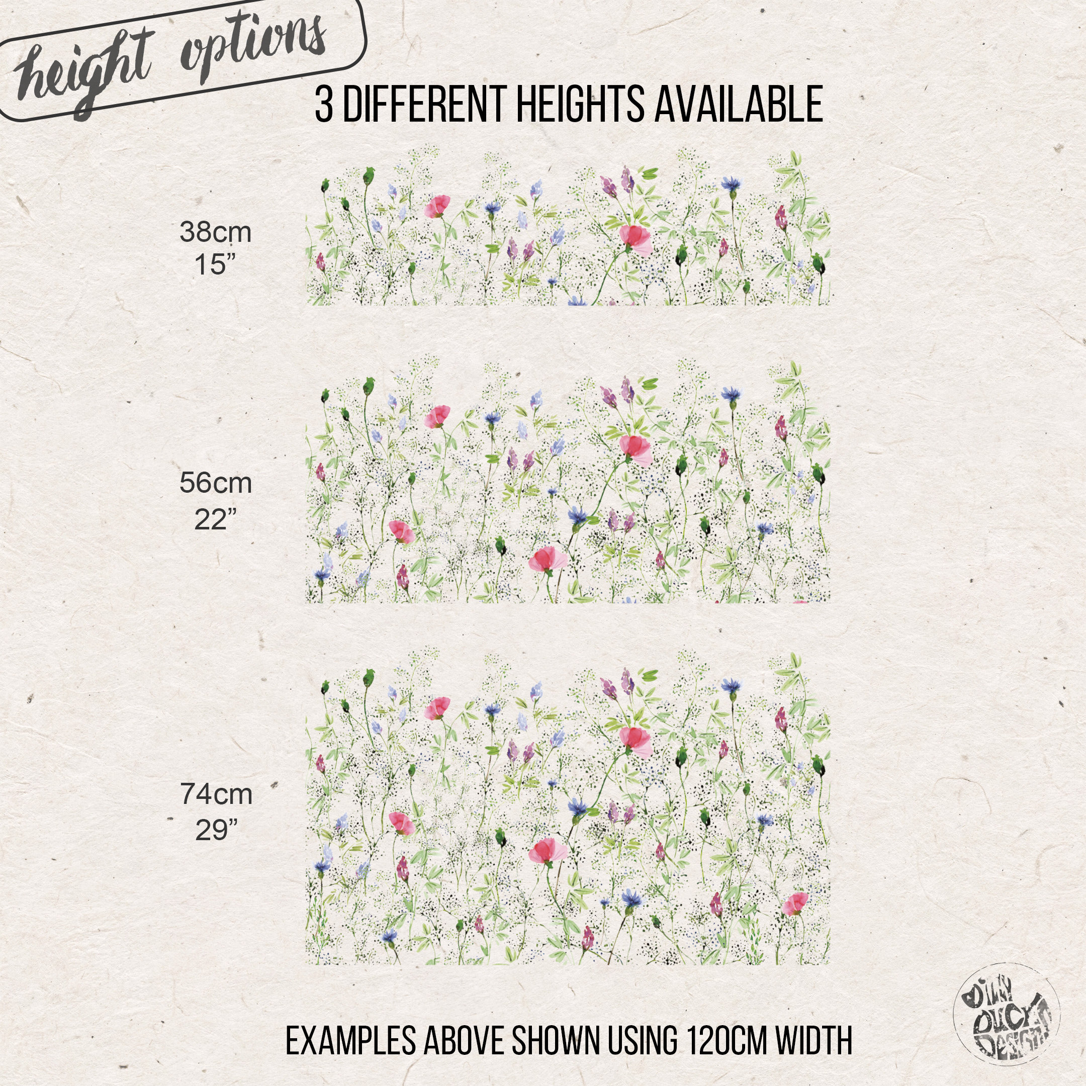 Watercolour Meadow Flower Shop Window Film Border Decal for Business or ...