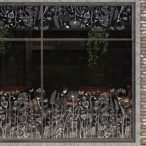 White Flower Shop Window Decal Border - Static Cling Business Window ...