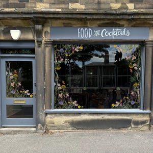 2x Botanical Meadow Flower Shop Window Decal Corners - Business and ...