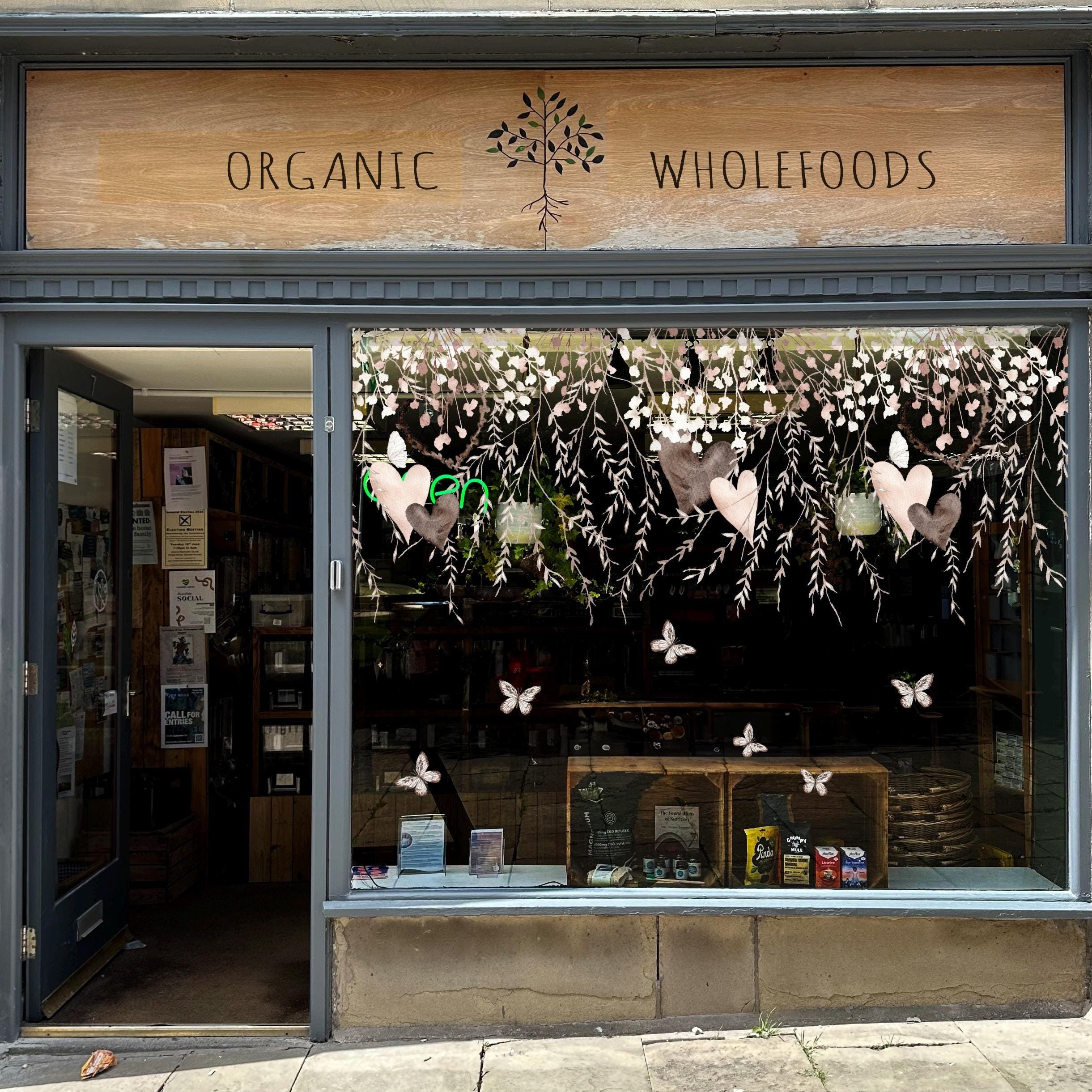 Floral Hearts Valentine Shop Window Decal Border for Retail Storefront ...