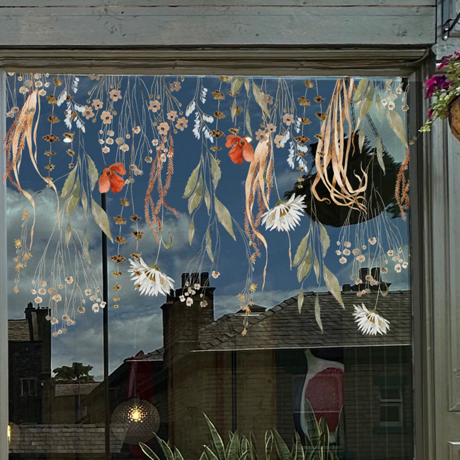 Wild Meadow Flower Shop Window Decal Border for Business Display ...