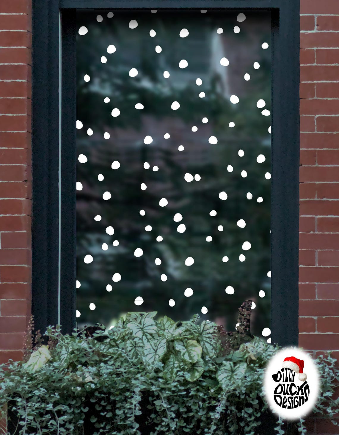 White Snow Shop Window Clings Set - Reusable Double-sided Christmas ...