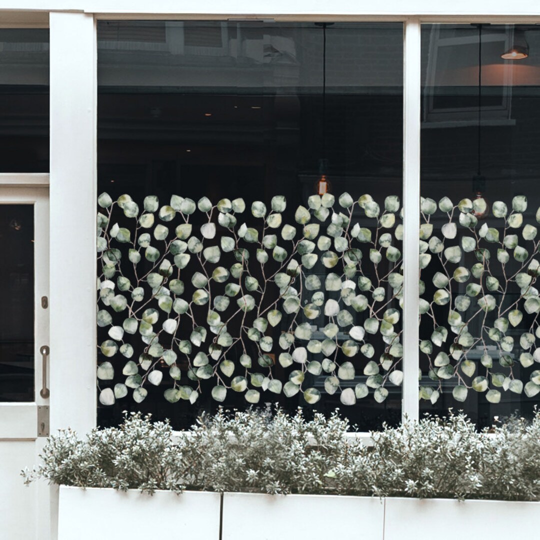 Retail Shop Window Banner - Eucalyptus Leaf Privcay Window Film for ...