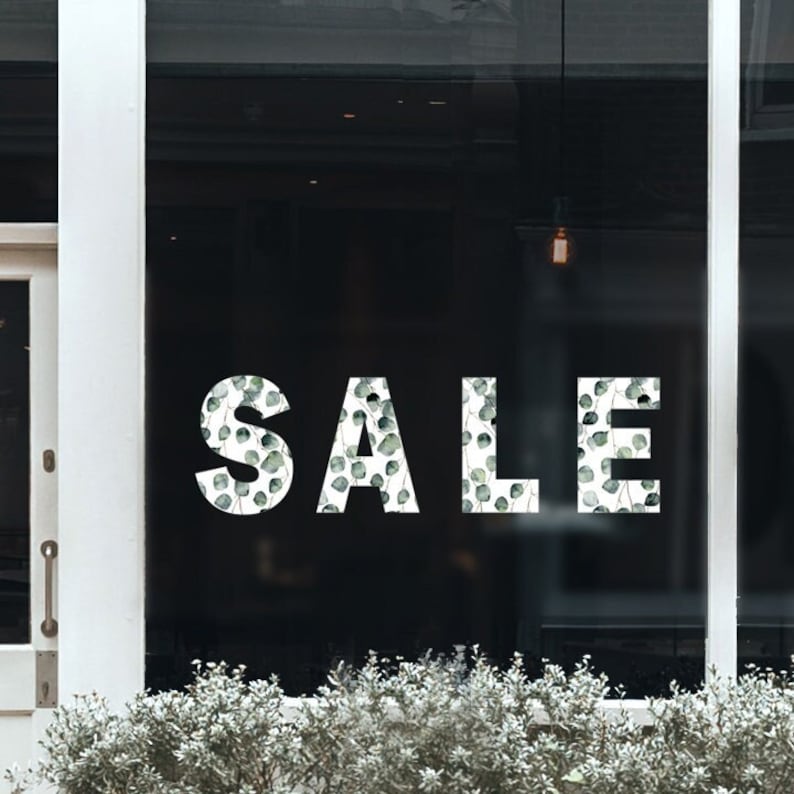 Shop Window Sale Sticker - Eucalyptus Leaf Window Decal for Business ...