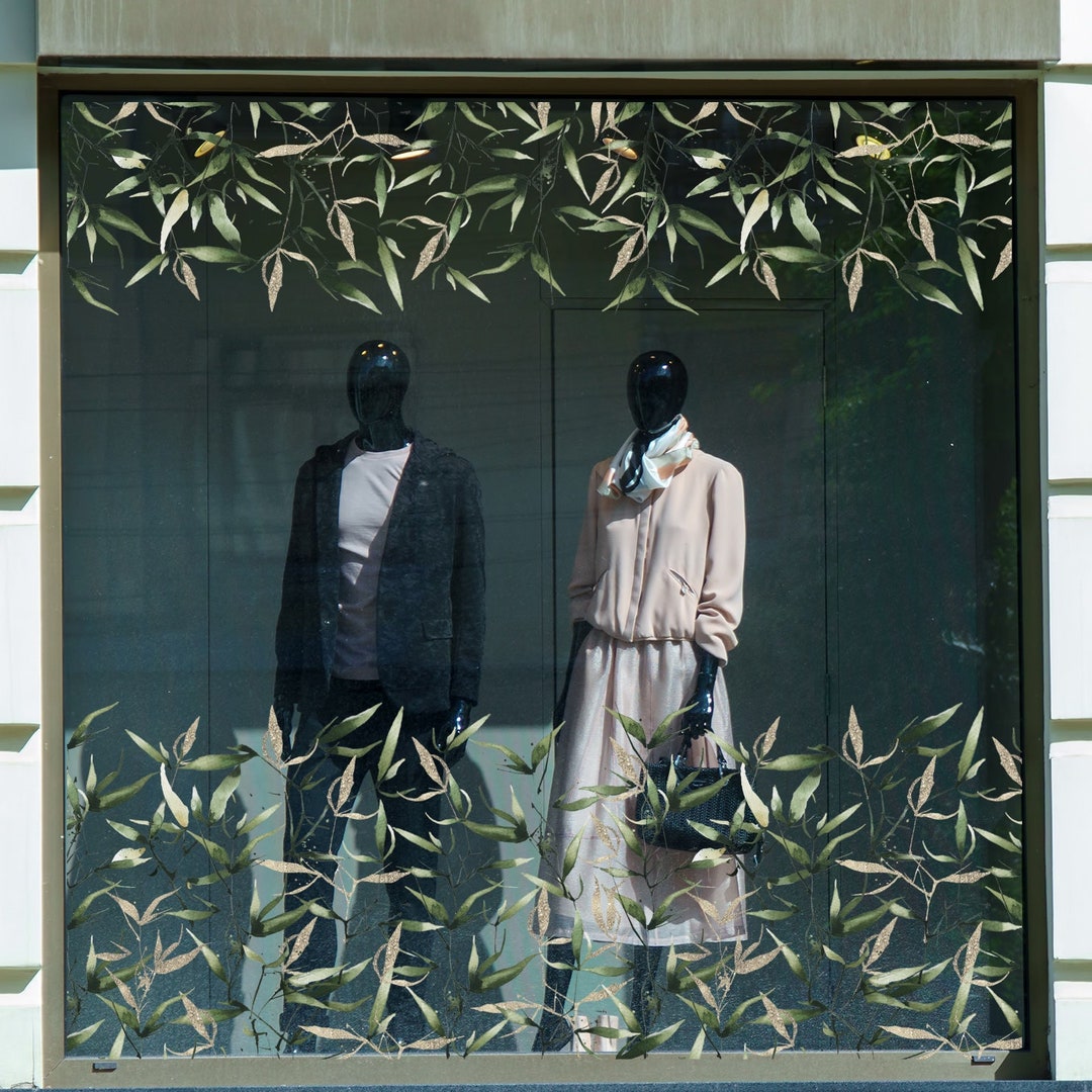 Shop Window Decal for Business Storefront - Tropical Botanical Green ...