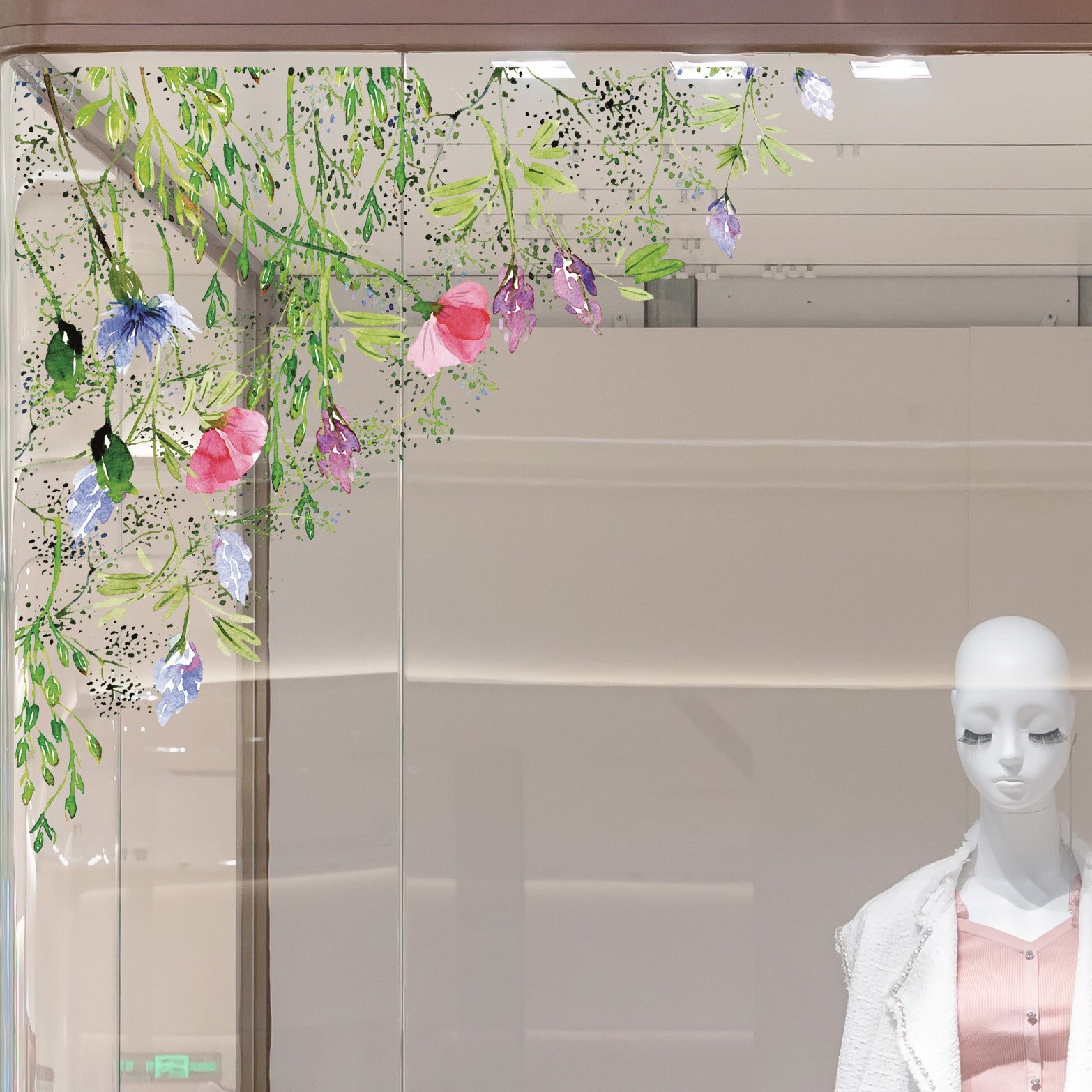 2x Meadow Flower Shop Window Decal Corners for Business Retail Café ...