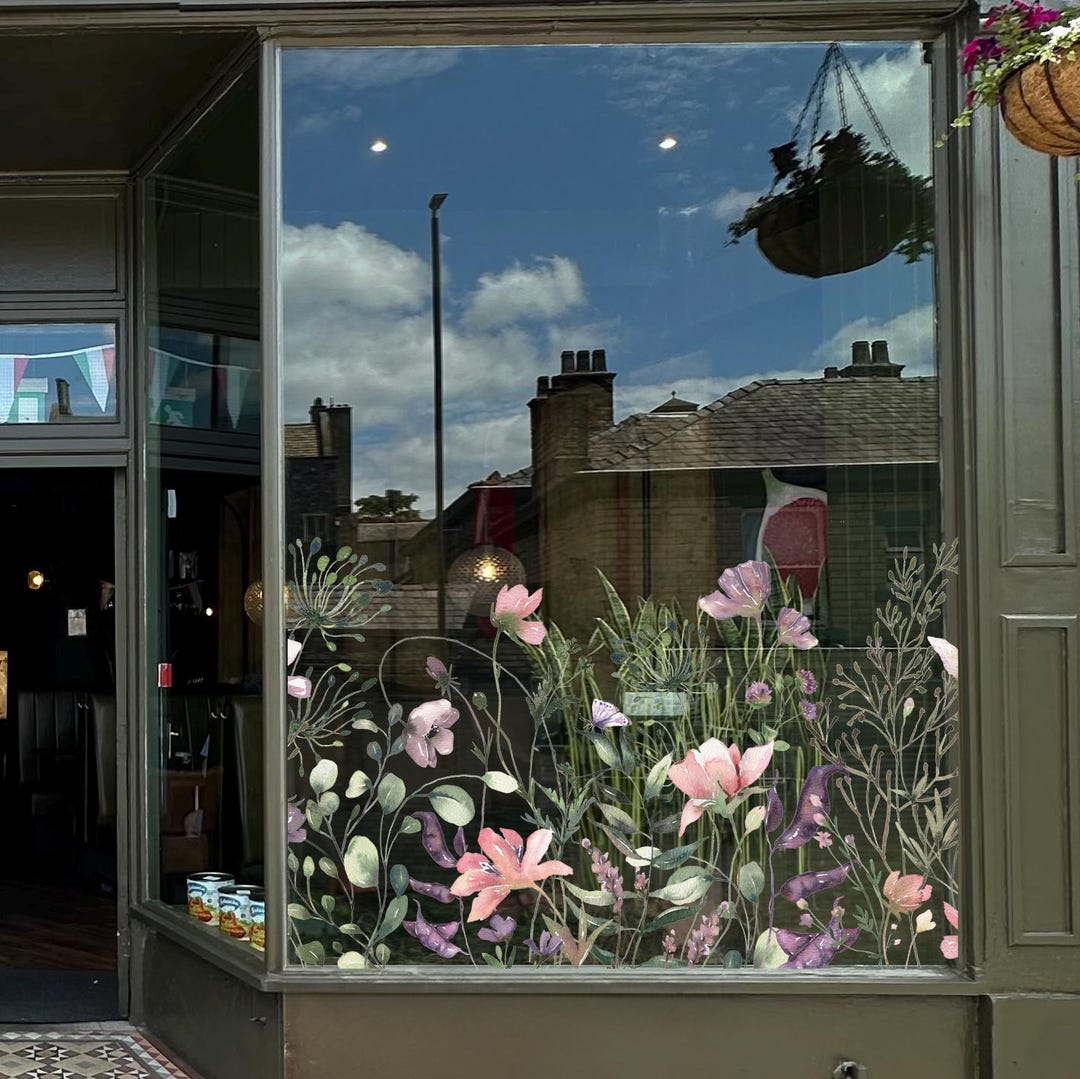 Summer Flowers Shop Window Decal Border for Retail Store Business ...